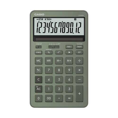 カシオ計算機 JF-M200-GN-N デザイン電卓 ジャスト型スタイリッシュ 12桁表示 税計算機能あり グリーン発売日：2025年12月11日●シンプル＆スリムで端正な装いに：直線的なラインで構成されたフォルムが知性を感じる引き締まった...
