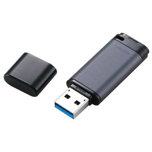 エレコム MF-RCU3064GBK USBメモリ 64GB キャップ式 USB 3.2 Gen1 パスワードロック対応 アルミボディ Windows mac対応 ストラップホール付 ブラック 発売日：2025年12月4日●キャップでコネク...