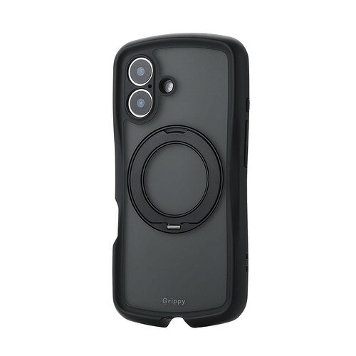 エレコム PM-A25AGRSTKMBK iPhone 17 ケース ハイブリッド カバー 衝撃吸収 MAGKEEP 磁力吸着ワイヤレス充電対応 回転式スタンド付 Grippy ブラック ●磁力装着タイプのワイヤレス充電器に対応した“MAG...