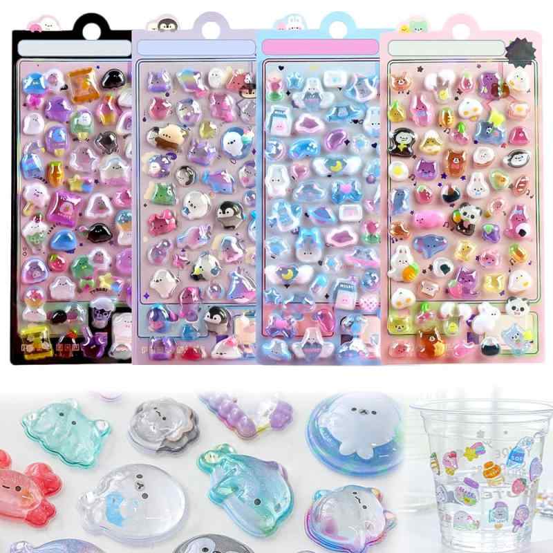 LIKENNY デコシール 可愛い 4枚セット 立体 ドロップ 3Dぷっくりシール DIY キラキラな 女の子 ギフト インテリア 手帳 スマホ スクラップブック用【ユニークなデザイン、立体効果】この3Dステッカーは、革新的な水滴型デザイン...