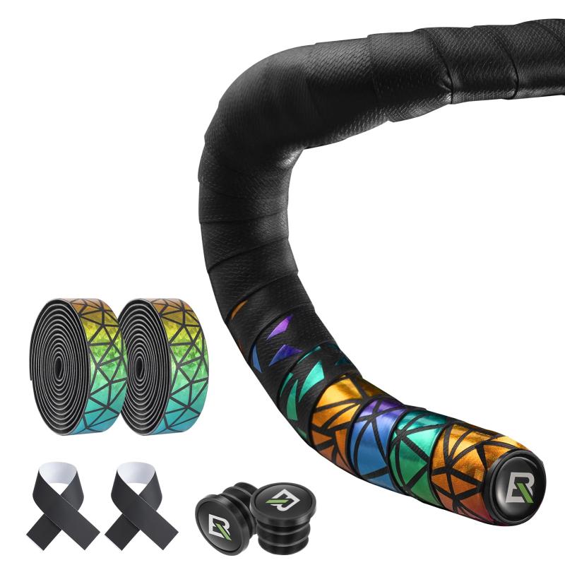 ROCKBROS(ロックブロス)バーテープ ロードバイク 自転車 バーテープ 衝撃吸収 グリップ力 EVA 滑り止め 自転車テープ 厚め エンドキャップつき おしゃれ 左右セット【EVA製】自転車を手軽にカスタムできるバーテープ。やわらかい...