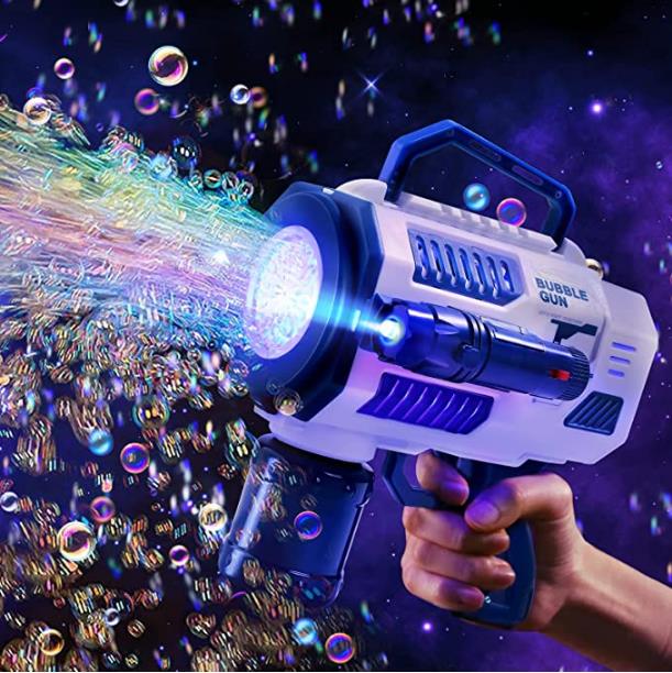 【先端をシャボン玉液に浸す必要なし】バブルマシーンおもちゃは操作が簡単です。電動シャボン玉タイプなので、トリガーを引くだけで、ワンクリック起動になり、シャボン玉が自動的に次々とたくさん出てきて、カラフルなバブルの旅に出ます。(環境問題のため...