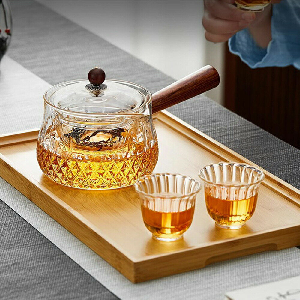IwaiLoft 手作り 耐熱 ティー キッチン用品 食器 調理器具 人気 透明 グレー ティーポットのみ ポット+グラスx2 ポット+マグコップx2 マグコップx4