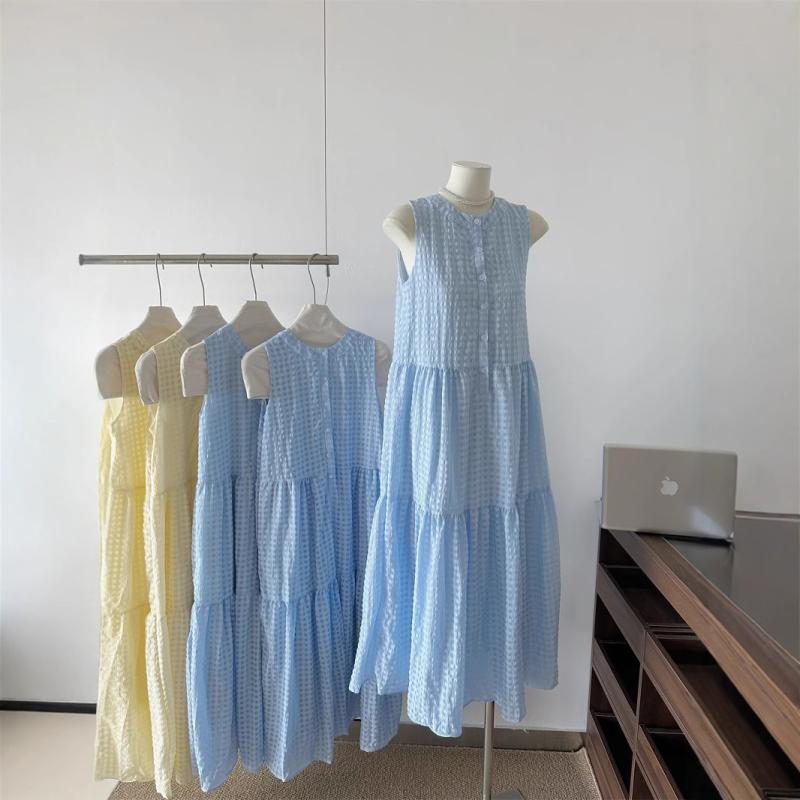 ワンピース レディース 夏 淡黄色 リ レディースファッション 超目玉商品 A:青 B:黄 M L XL 2XL 3XL