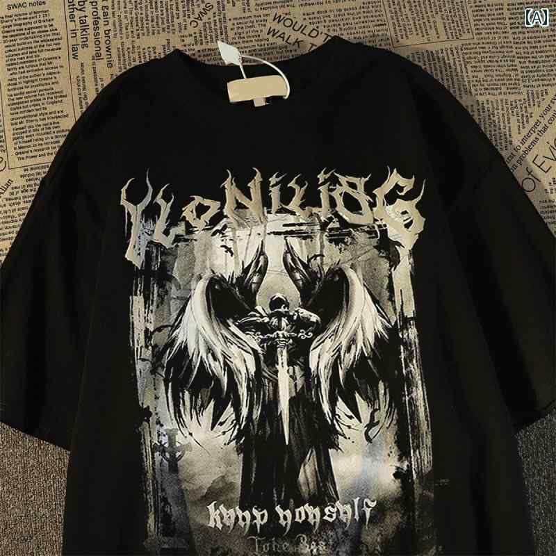 Tシャツ トップス アメリカ ストリー メンズファッション 通販 A:黒 B:白 S M L XL 2XL 3XL