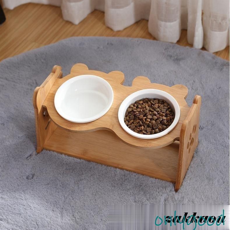 猫用食器 犬 (小中型犬) フードボール 1個 2個 ボウル 餌皿 エサ皿 陶器茶碗 木製棚 スタンド 食べやすい 15°傾斜 ペット用品 フードスタンド 可愛いサイズ 画像をご参考素材 陶器茶碗 ステンレス茶碗 木製棚可愛いフードボウルス...