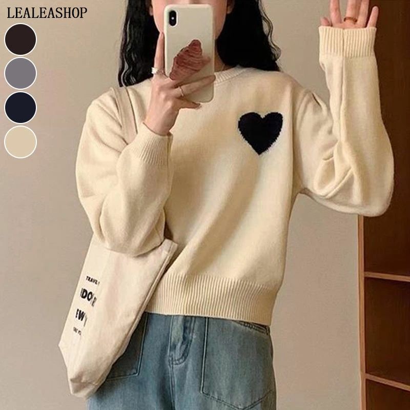 ニット ハートニット レディース 秋冬 プルオーバー クルーネック ラウンドネック 刺繍 トップス 長袖 シンプル 無地 ワンポイント ハート かわいい ハートロゴ ニットトップス ニット ハートニット レディース ※商品説明※ ●カラー ...