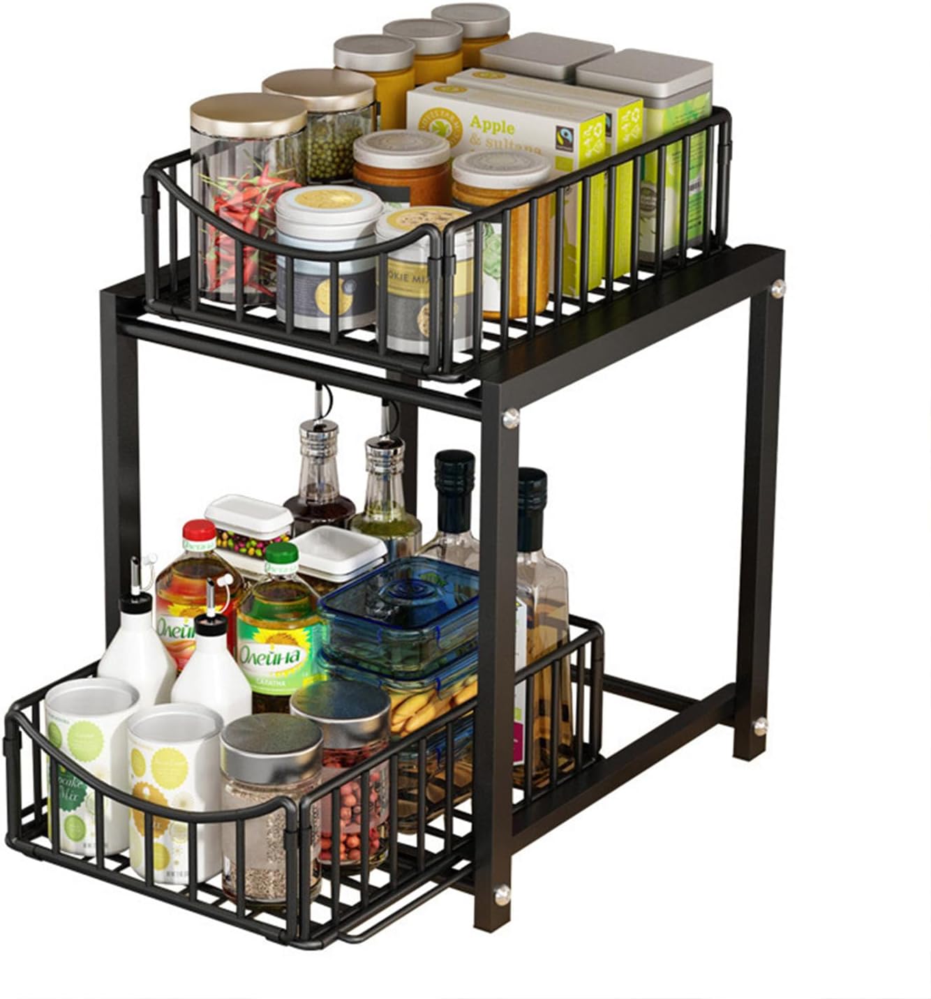 ●商品説明 ・収納ラック仕様： ラックサイズ：約幅28×奥行36×高さ42CM、素材：炭素鋼 重量：2.31kg。カラー：ブラック。スタイル：引き出し式 ・スライド式シンク下収納： スライド式の引き出しなので、スムーズに出し入れができるので...