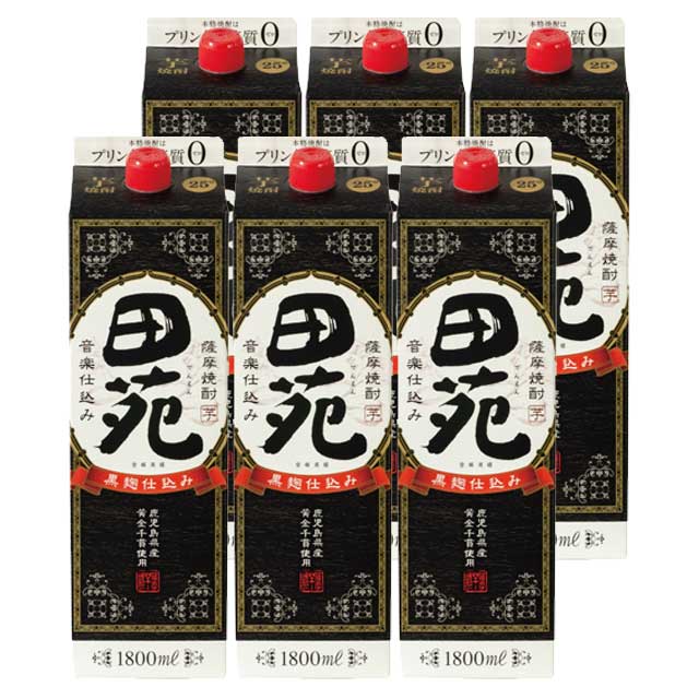 商品詳細 ■商品番号 239022 ■商品種別 芋焼酎 ■内容量 1800ml×6本 ■アルコール度数 25度 ■麹菌 黒麹 ■蒸留方法 常圧蒸留 ■メーカー 田苑酒造（株） ■原材料 芋・米麹 コメント 『田苑 芋 黒ラベル』は、鹿児島の...