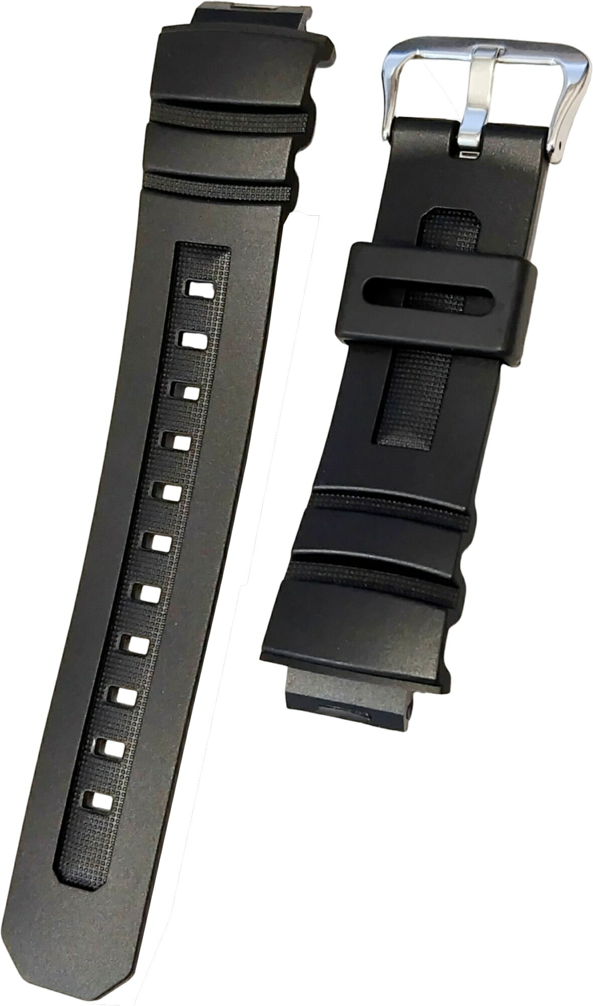 AW-590,AW-591,AWG-101,AWG-100,AWG-M100,G-7700,G-7710用バンド（ベルト） ■材質：ウレタン樹脂製 ■色：黒 ■AW-591MSの皮/ナイロンバンドモデルに取り付けられます。 　その際はバネ棒...