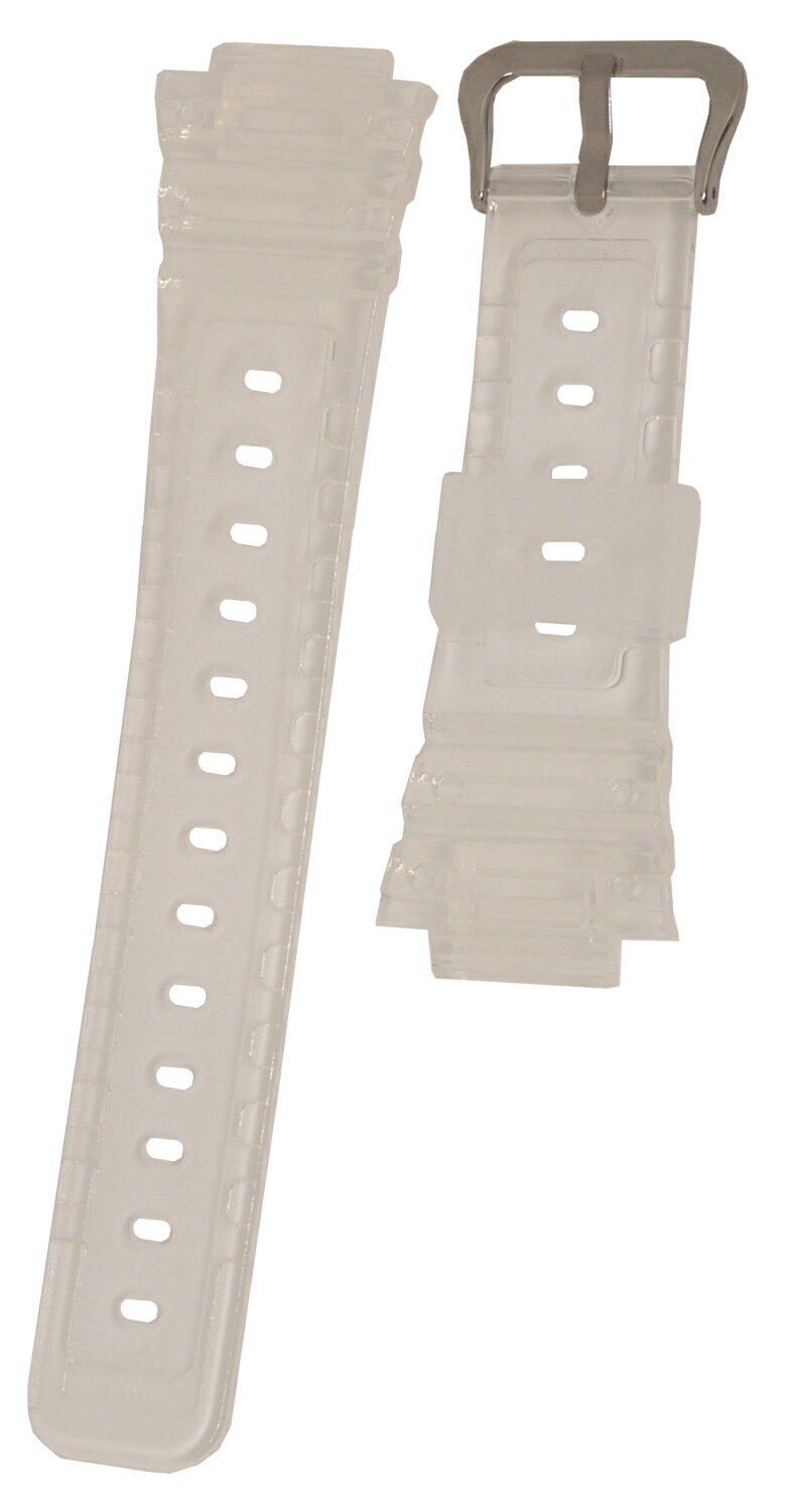 DW-5600USKE-7JF用バンド ・材質：ウレタン製 ・色：クリア（透明） ・美錠色：シルバー ・ラグ幅：22mm ・接続部品：バネ棒は付いていません。 　　　　　　必要な場合はプルダウンより選択してください。 ・備考：DW-5600...