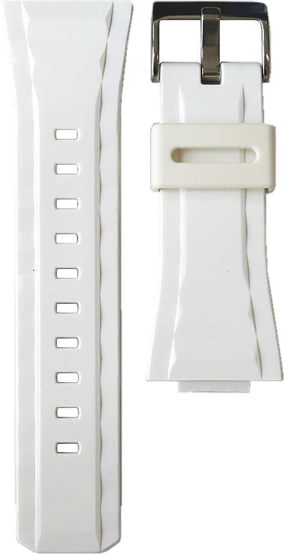 BG-811-7JF用バンド（ベルト） ■材質：ウレタン樹脂製 ■色：白 ■美錠：シルバー ■バネ棒は付いていません。 　バネ棒が必要な場合は、プルダウンより選択してください。　