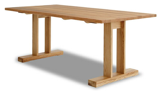 レガシーシリーズダイニングテーブル。レッドオーク無垢材（巾接ぎ）にうづくり加工を施して木目を引き出しています。ウレタン塗装で丈夫、2本脚のしっかりとした造りです。 商品名 リビングダイニングテーブル　レガシーIC-048ナチュラル サイズ ...