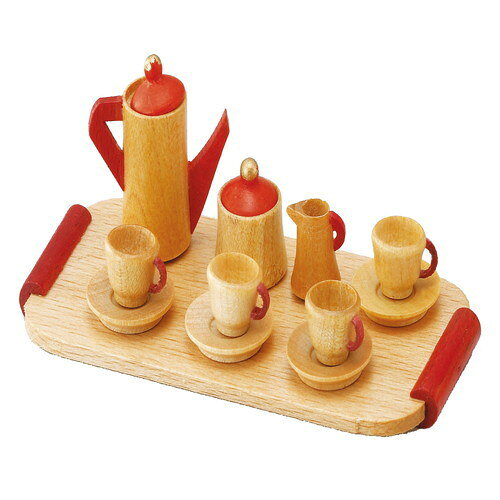 ■商品名：ミニチュア・ティーセット・ナチュラル （DR194/6）■サイズ：トレイ9.5x4.5cm■メーカー：ドレクセル/DR■対象年齢：4歳頃から■生産国：ドイツ■付属品・セット内容：12pcs■商品詳細：〇コレクションの一品に・・・