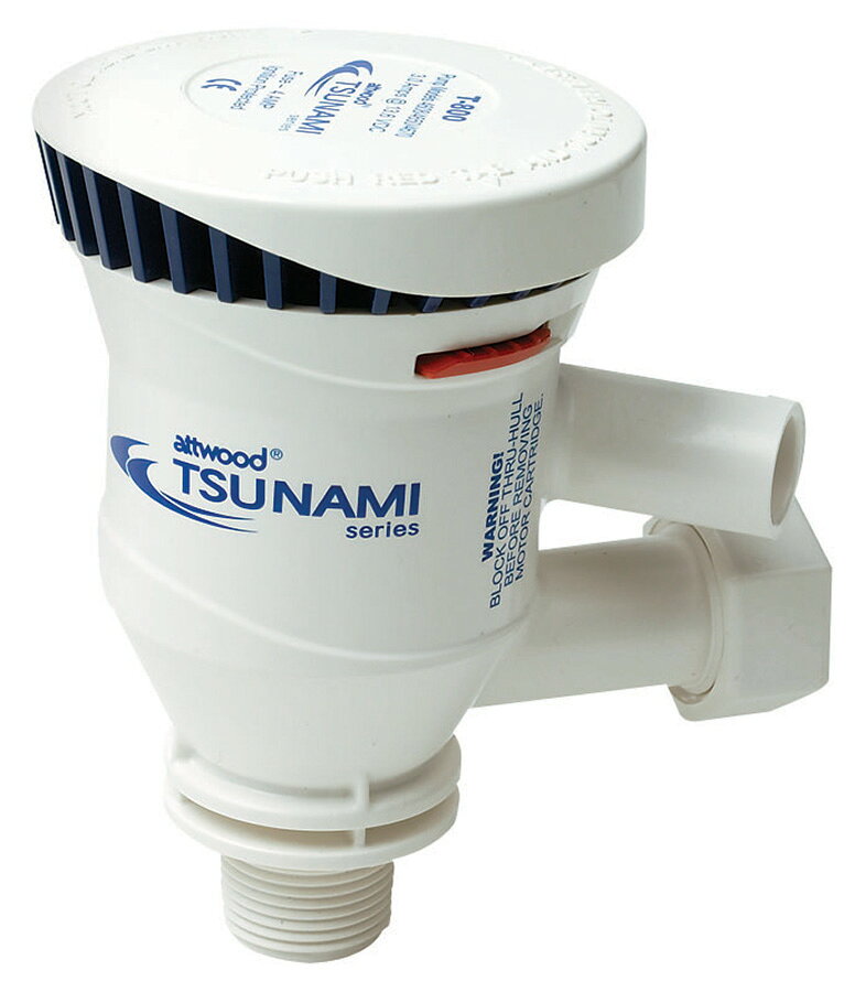 1ヶ所の吸水口、2ヶ所の排水口を備えたポンプ(ショートタイプ)です。 上部排水口は19mmホースが直接取り付けでき、下部排水口はキャップを外すと3/4インチNPSMネジになっており、別売りのバーブコネクター(商品コード:770000/770...