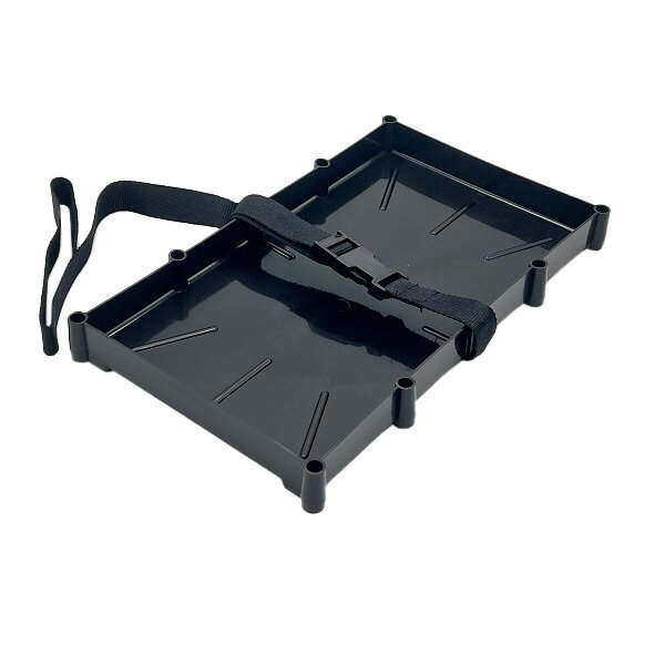 プラスチック製のバッテリートレイです。Voyager HM29MFやM31MFなどのM29〜M31サイズのバッテリーサイズに対応します。バッテリー固定用のワンタッチバックル式ベルトが付属していますがトレイ固定用のタッピングネジは付属していま...
