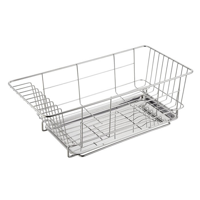 皿の大きさ別に立てられ、すっきり水切りできます。 お茶碗や汁椀も立てられ、すっきり水切りできます。 溜まった水が捨てやすいスライドトレー式。 【仕様】 サイズ:43×21.5×16.5cm 本体:ステンレス鋼、トレー:ステンレス鋼 生産国:...