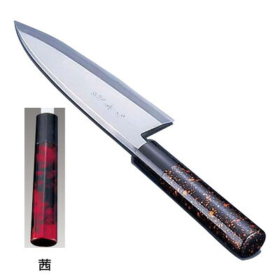 【仕様】サイズ：15cm全長：295mm質量：250g背厚：8.0mm歌舞伎調和庖丁「忠舟作」シリーズ 伝統の和の心・・・それは職人のこだわり日本伝統の塗師の巧みな技と美濃独自の美濃鞘塗り仕上で職人の心意気が伝わります。焼付塗装を施された柄...