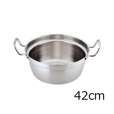 サイズ：　（内径）42cm　（外径）445mm×（深さ）185mm容量：21.0L質量：3.6kg板厚：2.0mm底径：300mm