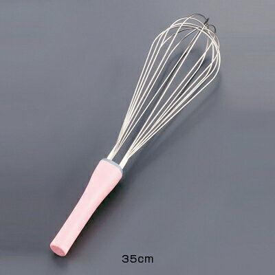【仕様】 メーカー品番：AG35-8 カラー：ピンク 全長×直径×線数：350mm×85mm×8mm 材質：線材/18-8ステンレス 柄部/ポリプロピレン （耐熱120℃・抗菌剤配合） ●線材の根元が洗えます。 ●煮沸しても柄の中に水が入り...