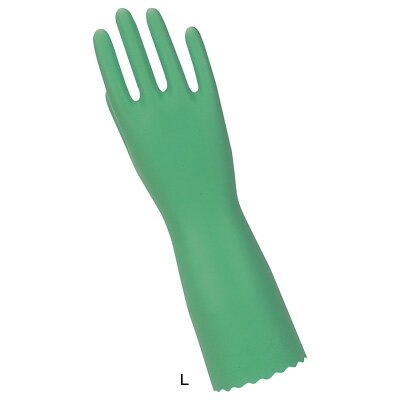 【仕様】 カラー：グリーン サイズ：L 全長：32cm 手のひらまわり：約22cm 材質:表/塩化ビニル樹脂 裏/レーヨン・綿植毛 ●天然ゴムに比べて油や洗剤に強い手袋です。 ●耐久性のあるあつ手タイプ・手のひらにスベリ止め加工付。 ※調理...