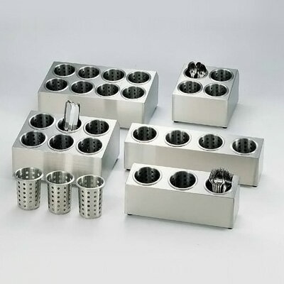 【仕様】 タイプ：1列3穴 間口×奥行×高さ：425×150×170mm (仲子サイズ)内径×高さ:97×140mm SA 18-8 アメリカンシリンダーシリーズ スプーン・フォーク・箸等が大量に収納でき、ホテル・旅館・企業給食等のバイキン...