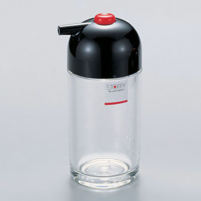【仕様】 直径×高さ：57×139mm 容量：180c.c. 質量：0.175kg ストッピーシリーズ 材質:メタクリル樹脂(耐熱:80℃) 振っても大丈夫! 冷蔵庫のポケットにも安心して使えます。 ON⇔OFFはワンプシュでOK。 ワンプ...