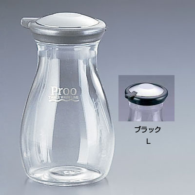 【仕様】 サイズ：L 色：ブラック 直径×高さ：68×118mm 容量：220c.c. 重量：70g プルー ビストロシリーズ 材質:本体/メタクリル樹脂(耐熱100℃)、フタ/ポリエチレン(耐熱70℃)、カバー/ABS樹脂
