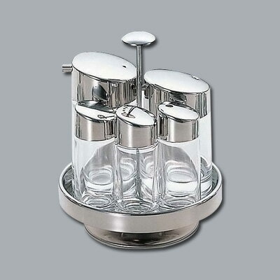 【仕様】 直径×高さ：123×150mm 重量：755g ＃900シリーズ 本体ガラス製 セット内容:正油・ソース・塩・コショー・楊枝ベースは＃900カスタースタンド