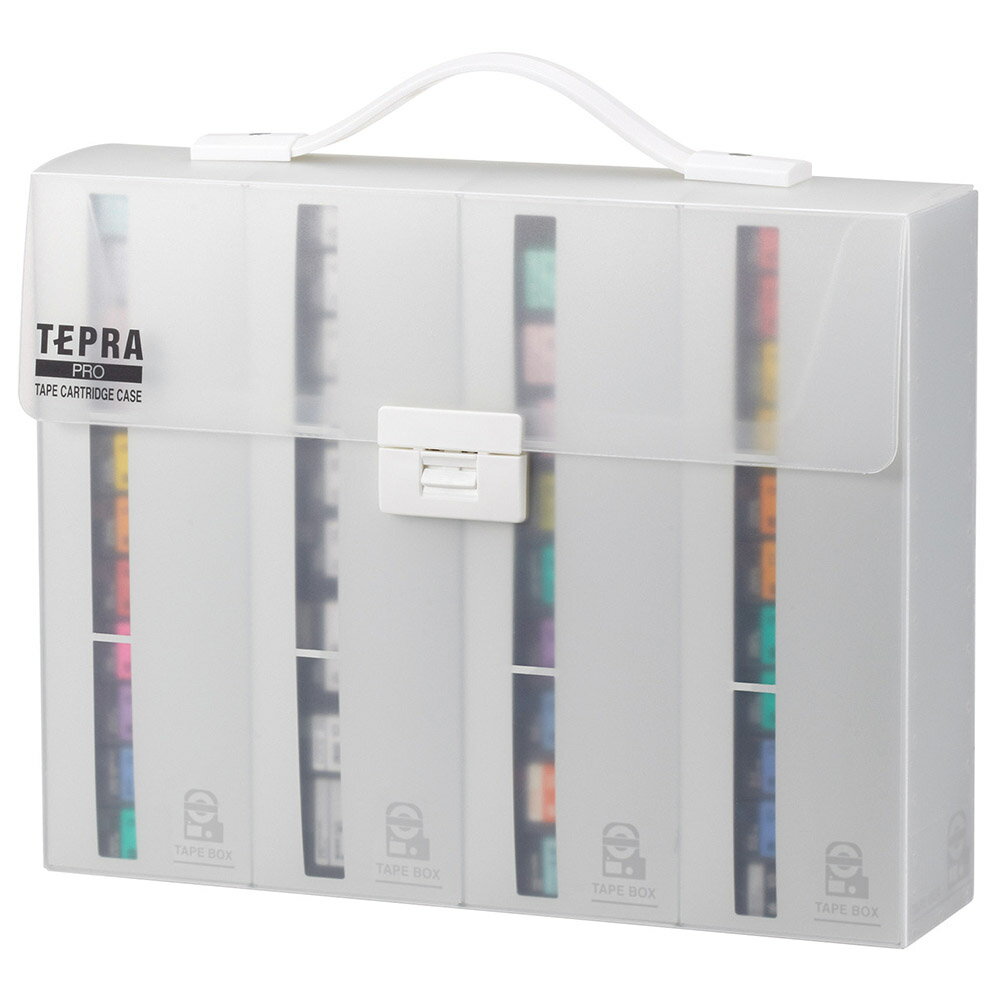 本体サイズ:245×317×70mm本体重量:440gパッケージサイズ:245×317×70mmパッケージ重量:440g入り数1A4ボックスファイルサイズにテープカートリッジ(12mm幅40個)を収納。4つのボックスでテープ色・幅や種類ごと...