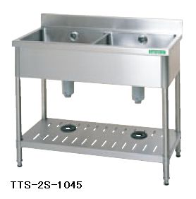 新品・送料無料！ 二槽シンク　TA-2S-1045 ※受注生産品ですので、ご注文前に納期の確認をお願い致します。 製品仕様一覧表 ■型式 TA-2S-1045 ■材質 SUS304 ■外寸 W1000×D450×H850mm ■バックガード...