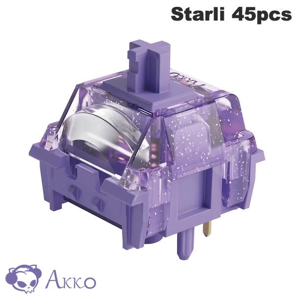 Akko Starlit Switch 45pcs夜空の星々のような輝きを表現した、ラメ入りPCトップカバーが特徴のリニアスイッチ。POMステムと耐久性に優れたPA66ボトムケースを採用し、工場出荷時に潤滑処理済みで、なめらかな打鍵感を実現...