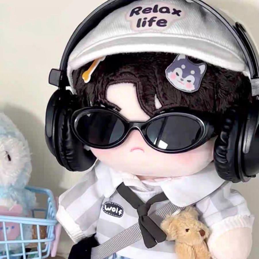 【ぬいぐるみ おしゃれ キャラクター ヘッドホン 15cm〜20cm 黒 白 かわいい ぬい活 推し活｜かわいいぬい用ヘッドホンで推し活をもっと楽しく！】 ぬいぐるみに着せ替え可能なヘッドホンデザインのアイテムです。15cm〜20cmサイズ...