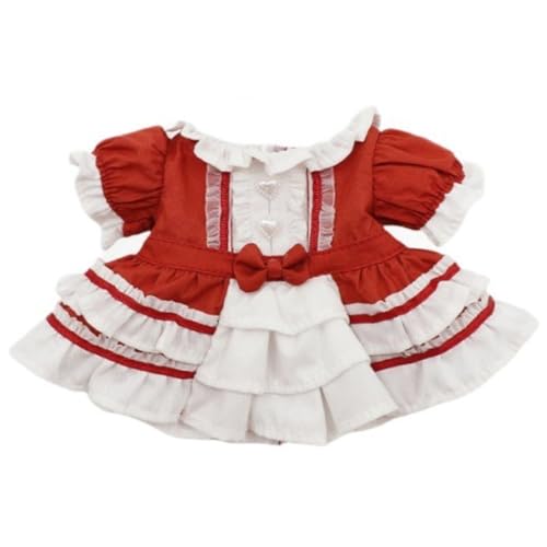 【20cm 綿人形用 ロリータ風 ワンピース 赤 レッド おしゃれ メイド コスプレ シンプル｜人形にぴったりのロリータ風ワンピース。かわいいデザインで注目されます。 概要説明：20cmサイズの綿人形に最適なロリータ風ワンピースです。赤色の...