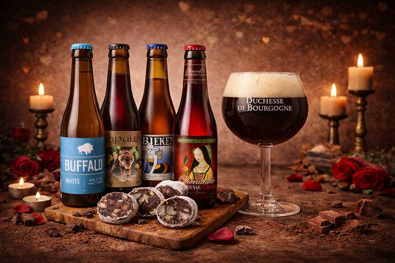 バレンタイン　ショコラバトンとベルギービールギフトの解説 ■セット内容 〇ベルギービール4本 ビーケン 330ml ブファロ・ホワイト 330ml ルプルス・ブリューン・ビオ 330ml チョコレート・ドゥシャス・チェリー 330ml > ...