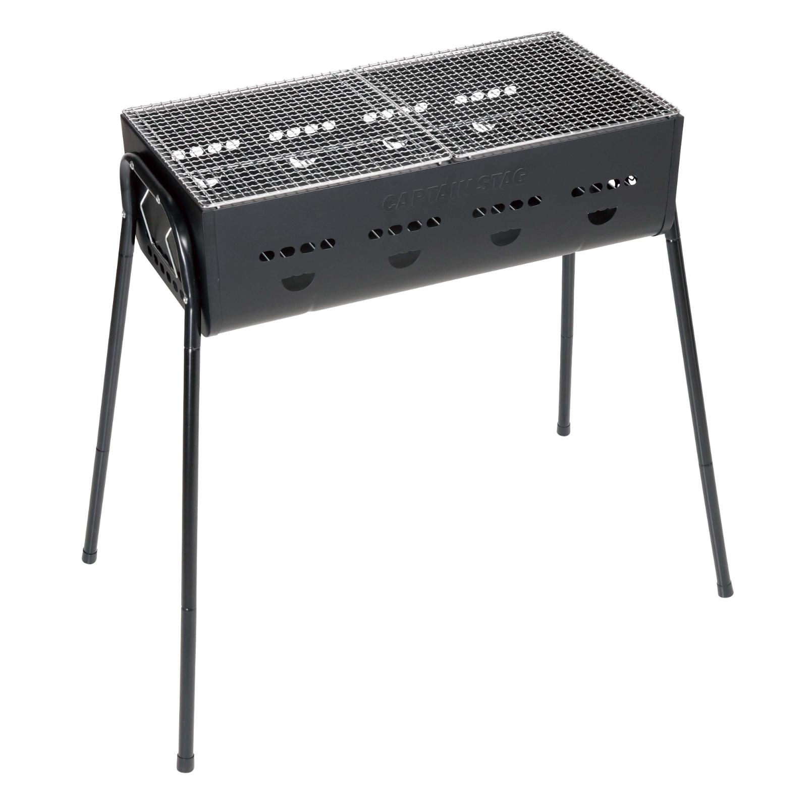 高さが3段階に調節可能な組み立て簡単バーベキューコンロ！ 4〜6人用に最適 ■サイズ：600×300×710mm ■素材：本体/鉄（シリコン樹脂塗装）　脚、脚受け/鉄（焼付塗装）　アミ/鉄（クロムメッキ）　目皿・ハンドル/鉄（亜鉛メッキ）　...