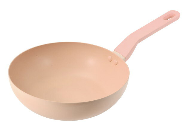 ■内外面にペールピンクを採用！キッチンに溶け込みやすいのにカワイイ！ ■IH調理器・ガス火対応 ■使いやすさにこだわった滑り止め加工を施したペールピンクのハンドルを採用 ●サイズ：全長420×幅245×高さ110mm