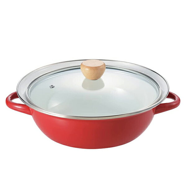 ホーローだから臭いや色が移りにくく、酸・アルカリに強く腐食しにくい。 28.5×23×11.5cm 本体：琺瑯　ガラス蓋：強化ガラス・天然木 中国