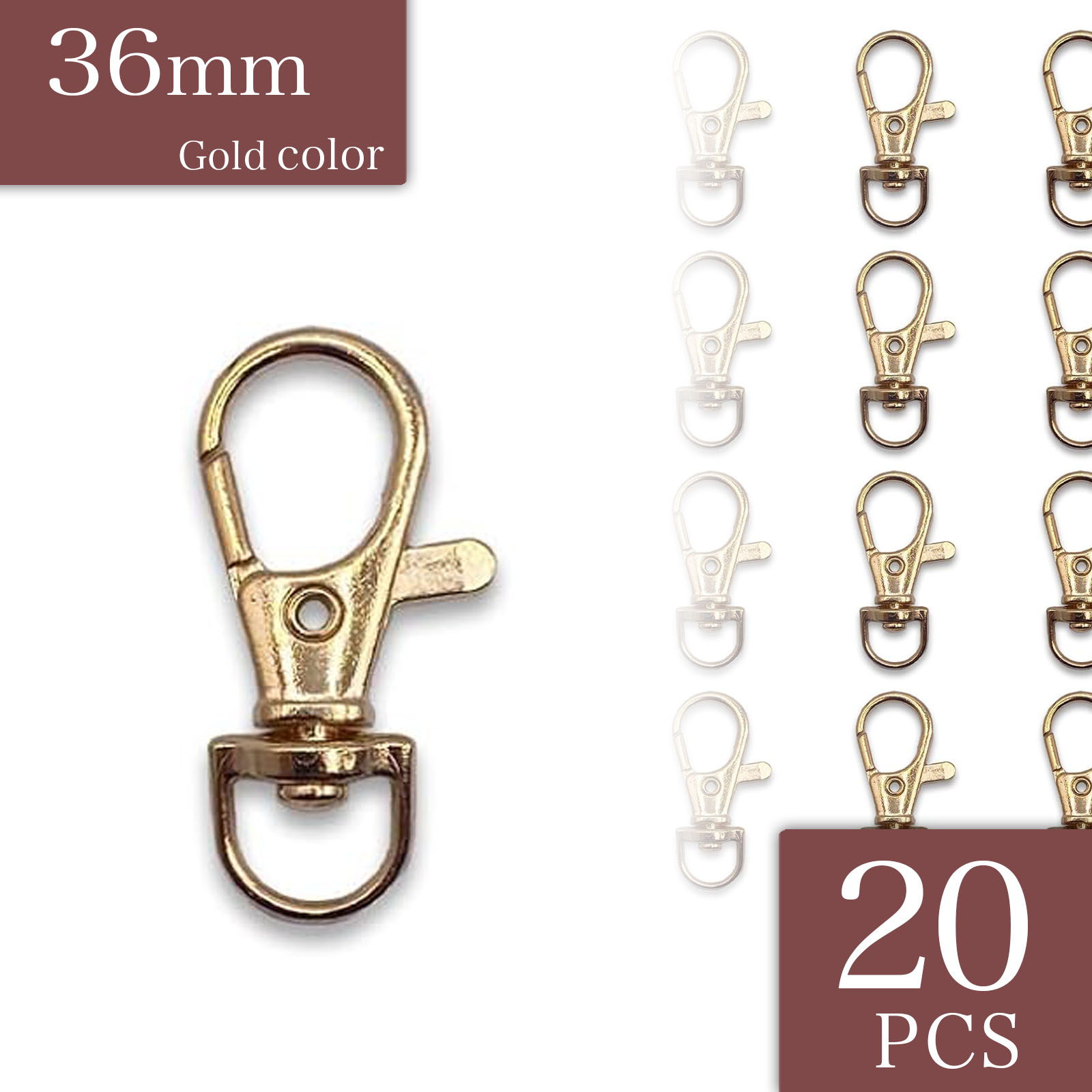 さらに ▼▼▼ ココからクーポンをGET！ 製品仕様 商品名 ナスカン　ゴールド・20個セット（全国送料無料） サイズ／寸法 1個サイズ：全長36mm、詳細画像商品画像参照 色 カラー：ゴールド ご注意事項 ※パーツは誤飲の恐れがある小さな...