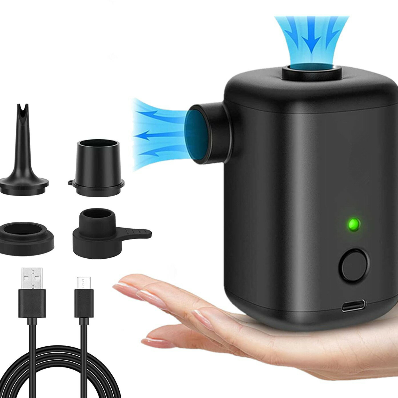 "●商品の詳細● 商品名： 電動ポンプ 空気圧：4000pa 最大風量：400L/min 使用時間：45分 サイズ：5.5*5.5*7.5cm カラー：　ホワイト　ブラック ※注意事項： 【商品到着時】 ご注文と異なる商品が届いた場合や、初...