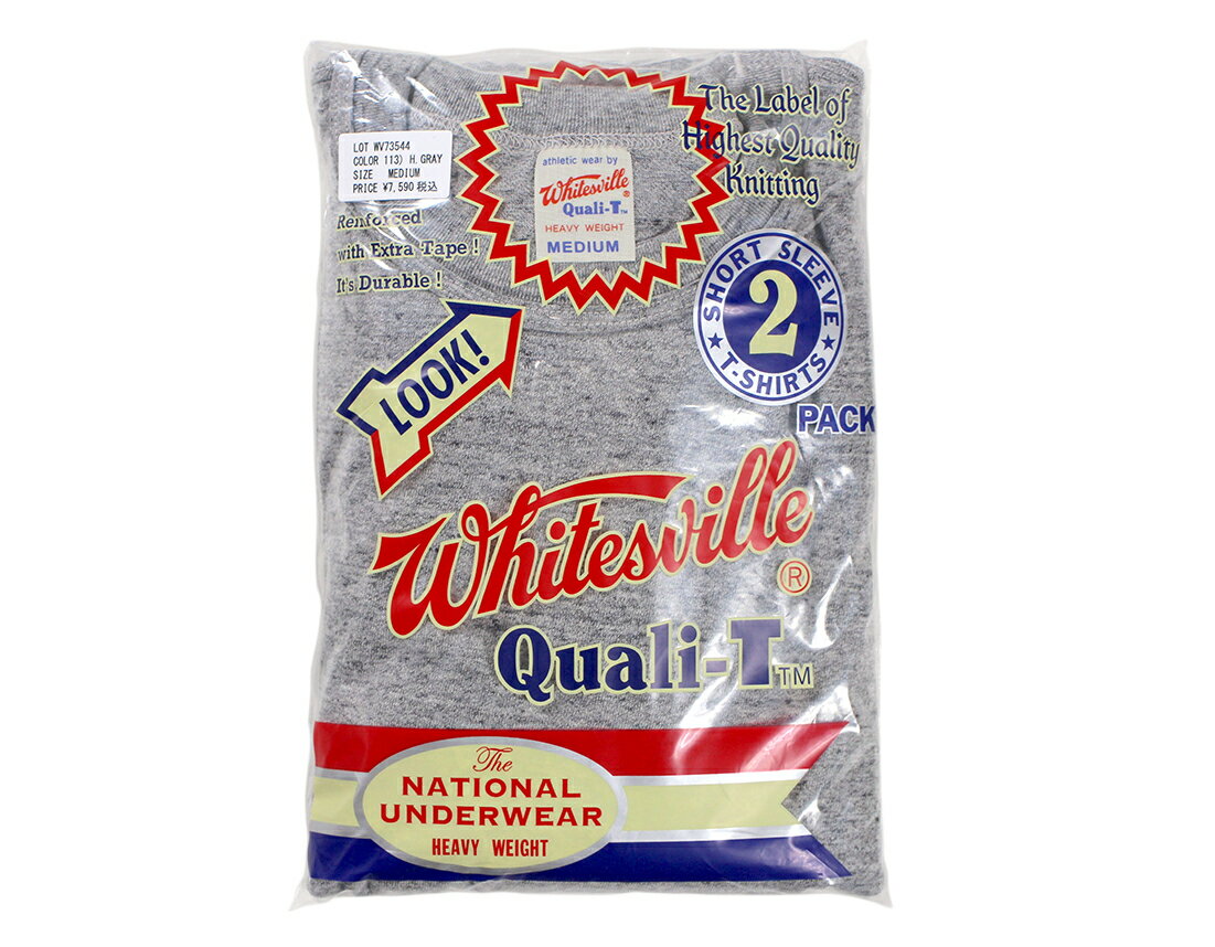 商品情報商品説明WHITESVILLE-"2-PACK T-SHIRT"-・Lot No. WV7354420番手のコーマ糸で編み立てた柔らかく肌触りの良い天竺生地の2枚組パックTシャツ。身頃は丸胴仕様で、襟には30番手の糸で編み立てたリブ...