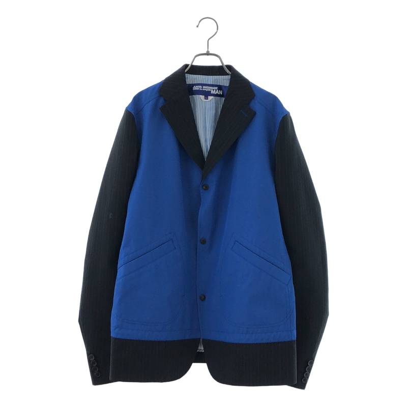 【美品】 JUNYAWATANABE COMMEdesGARCONS MAN / ジュンヤワタナベマン | 2020SS | 異素材切替 スナップボタン テーラードジャケット | L | ブラック/ブルー | メンズ商品詳細情報ブランドJU...
