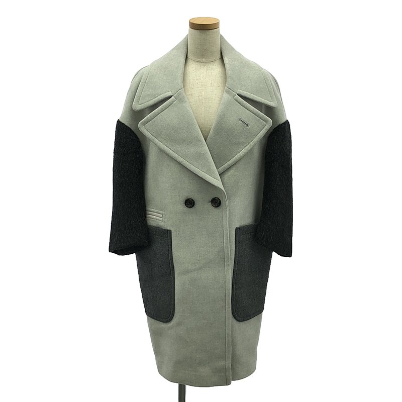 UJOH / ウジョー | ウール 袖切替 バイカラー デザイン コート | 2 | ライトグレー/グレー/チャコール | レディース商品詳細情報ブランドUJOH / ウジョー商品名ウール 袖切替 バイカラー デザイン コート品番UK-C0...