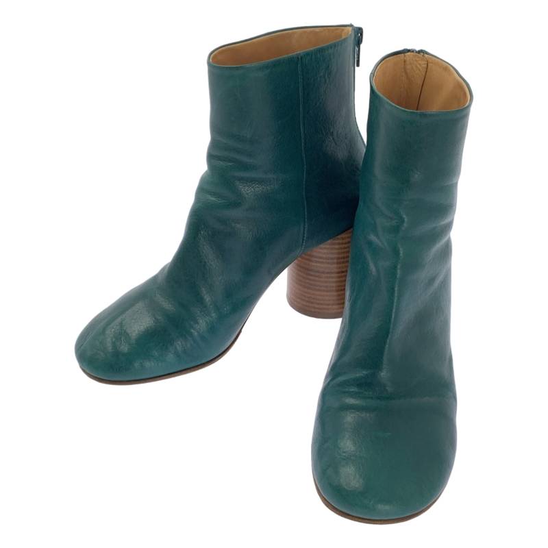 Maison Martin Margiela / メゾンマルタンマルジェラ | 2013AW | レザー チャンキーヒール バックジップ ブーティ ショートブーツ | 36 1/2 | グリーン | レディース商品詳細情報ブランドMaiso...