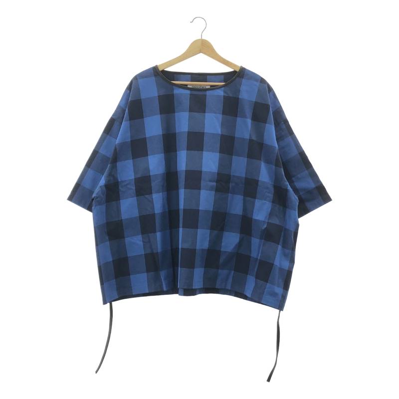 【新品】 DISCOVERED / ディスカバード | HICOUNT TWILL BLOCK CHECK PULLOVER ツイル ブロックチェック オーバーサイズTシャツ | 1 | ブルー | メンズ商品詳細情報ブランドDISCOVE...