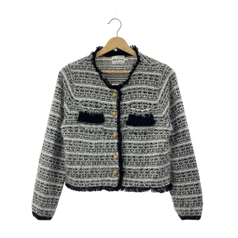 foufou / フーフー | Tweed no collar jacket ツイード ニット ジャケット | F | ブラック/ホワイト | レディース商品詳細情報ブランドfoufou / フーフー商品名Tweed no collar j...