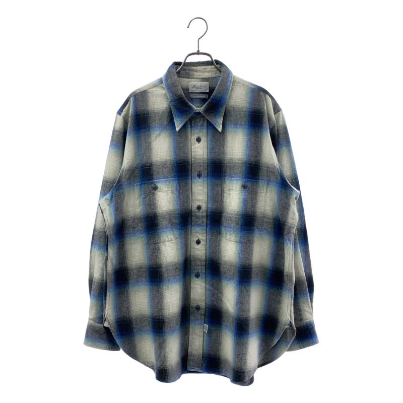 Marvine Pontiak Shirt Makers / マービンポンティアック | Military SH ルーズシルエット ネル チェックシャツ | グレー/ブルー | メンズ商品詳細情報ブランドMarvine Pontiak Sh...