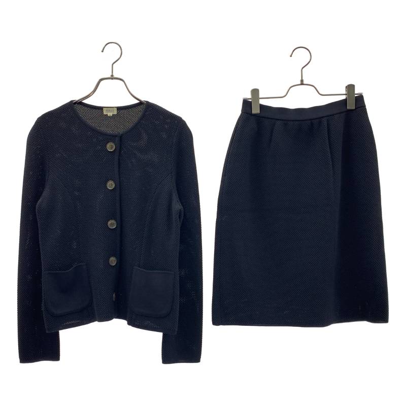 FOXEY BOUTIQUE / フォクシーブティック | メッシュ 水牛釦 カーディガン / メッシュ スカート / セットアップ | 42 | ネイビー | レディース商品詳細情報ブランドFOXEY BOUTIQUE / フォクシーブテ...