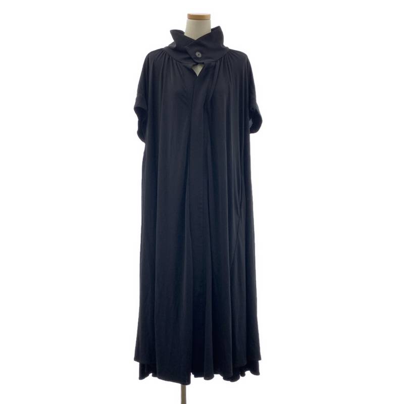 HARUNOBUMURATA / ハルノブムラタ | 2024SS | JUSTINE HIGH TWISTED JERSEY BELTED DRESS ハイネック ギャザー ワンピース | 36 | ブラック | レディース商品詳細情報ブ...