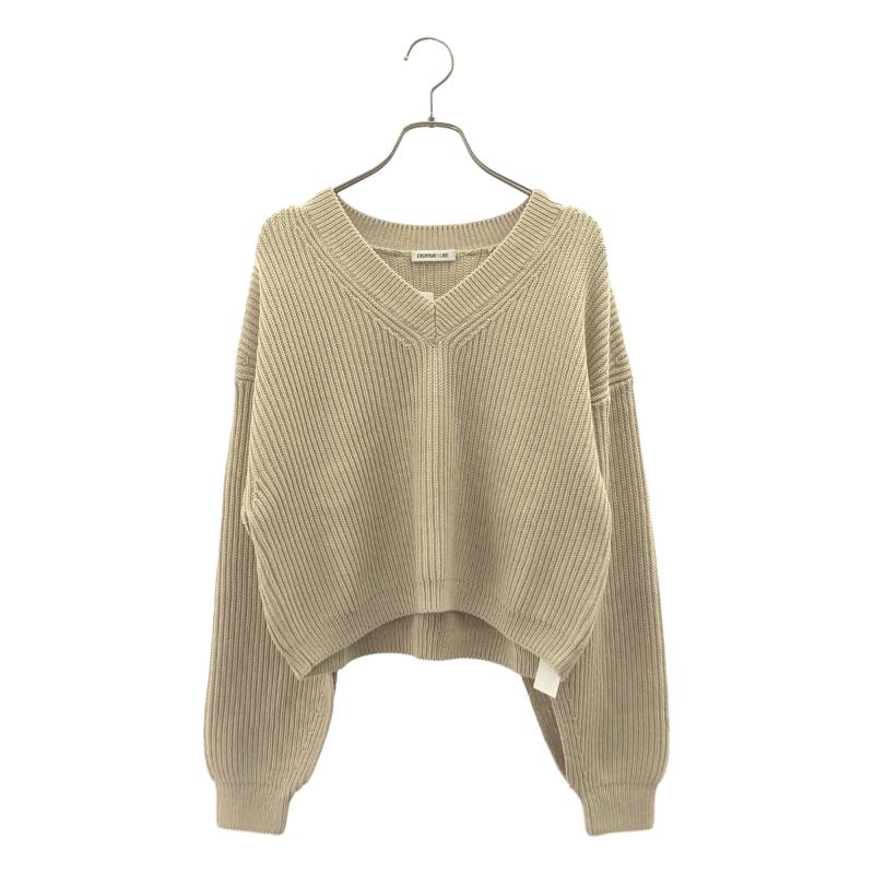 【美品】 EVERYDAY I LIKE. / エヴリディアイライク | 2023SS | Deuxieme Classe / Design Sleeve Cropped / コットン ニット セーター | F | ベージュ | レディース...